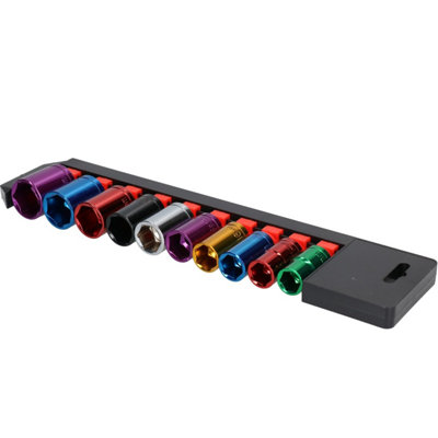 Metric 1/2" Drive Shallow Colour Coded Sockets 6 Sided 13mm - 24mm 10pc