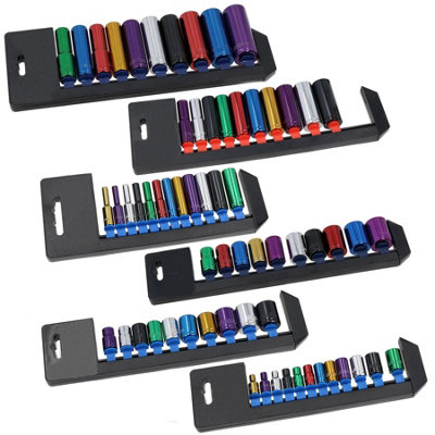 Metric 1/4" 3/8" + 1/2" Deep + Shallow Colour Coded Sockets 4 - 24mm ...
