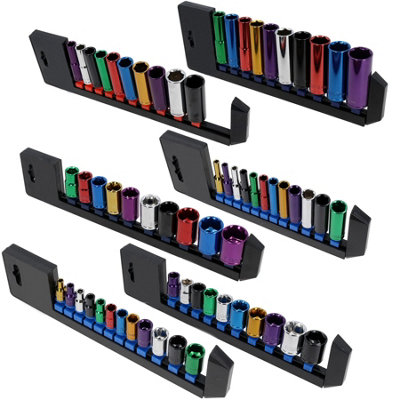 Metric 1/4" 3/8" + 1/2" Deep + Shallow Colour Coded Sockets 4 - 24mm ...