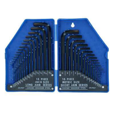 Metric and Imperial SAE AF Allen Hex Keys 0.7mm-10mm 30pc