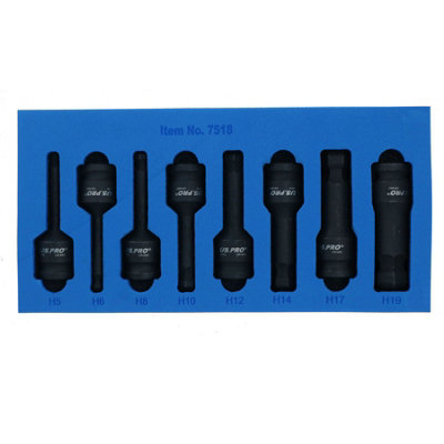 Metric Ball Ended Deep Long Impact Hex Allen Bit Socket 5mm-19mm 8pc Set