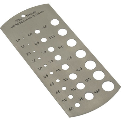 Metric Drill Gauge - 1mm to 13mm - Etched Graduations - Stainless Steel ...