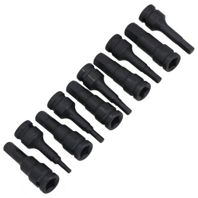 Metric MM Impact Impacted Allen hex Key Sockets Extra Long 5mm - 19mm 10pc