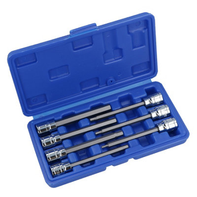 Metric MM Long Allen Hex Key Sockets 3mm to 10mm 7pc Set 3/8in Drive