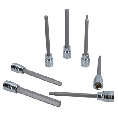 Metric MM Long Allen Hex Key Sockets 3mm to 10mm 7pc Set 3/8in Drive