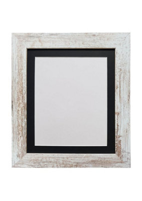 Metro Distressed White Frame with Black Mount 50 x 70CM Image Size 24 x ...