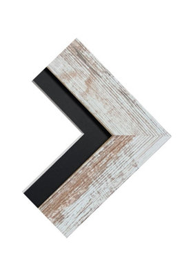 Metro Distressed White Frame with Black Mount for Image Size A4
