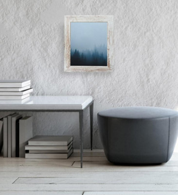 Metro Distressed White Frame with Black Mount for Image Size A4