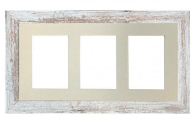 Metro Distressed White Frame with Ivory Mount for 3 Image Sizes 7 x 5 Inch