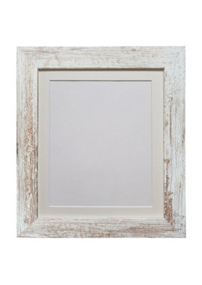 Metro Distressed White Frame with Ivory Mount for Image Size 16 x 12 ...