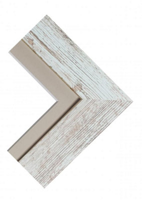 Metro Distressed White Frame with Light Grey Mount for Image Size A5