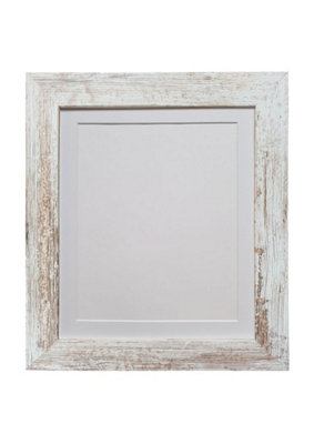 Metro Distressed White Frame with White Mount for Image Size A4