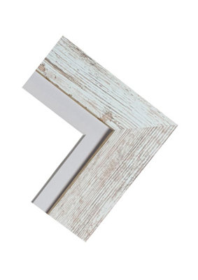 Metro Distressed White Frame with White Mount for Image Size A4