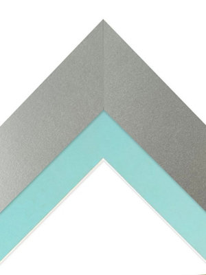 Metro Light Grey Frame with Blue Mount for Image Size 24 x 18 Inch