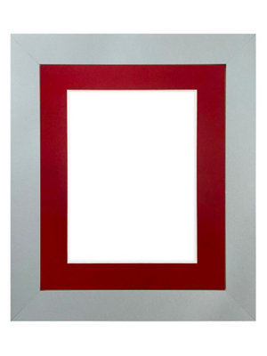Metro Light Grey Frame with Red Mount for Image Size 12 x 10 Inch