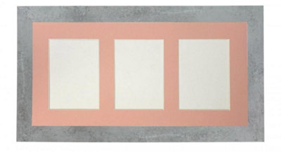 Metro Mineral Grey Frame with Pink Mount for 3 Image Sizes 7 x 5 Inch ...