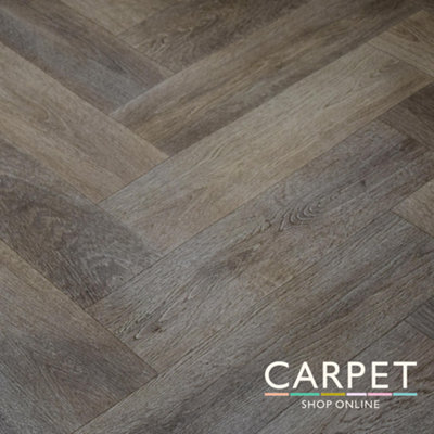 Metro Splash Hazel Oak Herringbone Vinyl Flooring 4m x 3m