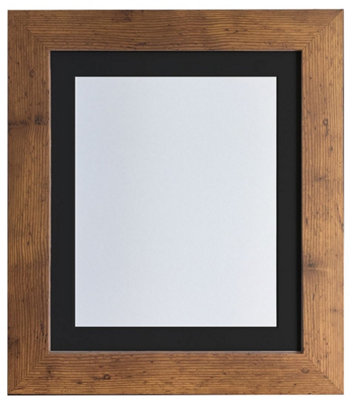 Metro Vintage Wood Frame with Black Mount for Image Size 30 x 20 Inch