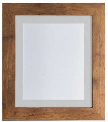 Metro Vintage Wood Frame with Light Grey Mount for Image Size A4