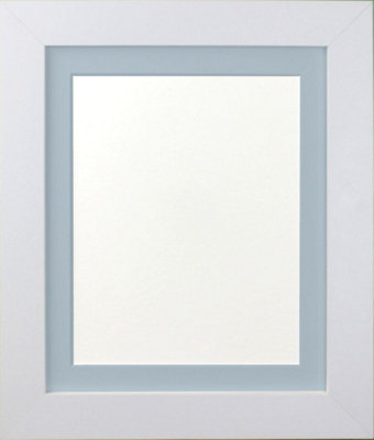 Metro White Frame with Blue Mount for Image Size 16 x 12 Inch