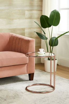 Mia Round Side Table, Copper/Mirror