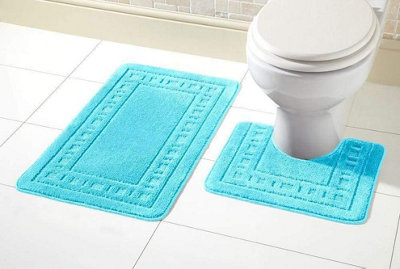 Miami Bath Mat Set in Aqua Blue