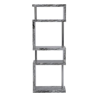 Miami High Gloss Grey Shelving Unit In Melange Marble Effect