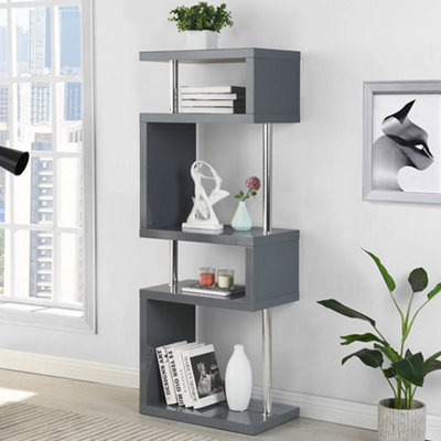 Miami High Gloss Slim Shelving Unit In Grey | DIY at B&Q