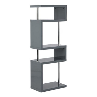Miami High Gloss Slim Shelving Unit In Grey | DIY at B&Q