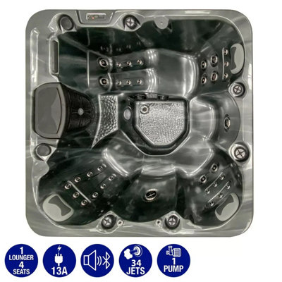 Miami Spas Monterey 34-Jet 5-Person Hot Tub with Lounger & Hydro ...