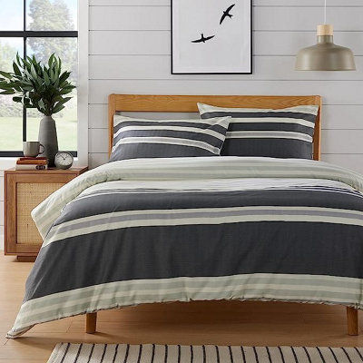 Miami Stripes Printed Duvet Set in Grey - King