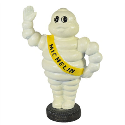 Michelin Man Waving On Tyre Mascot Bibendum Cast Iron Coin Money Bank ...