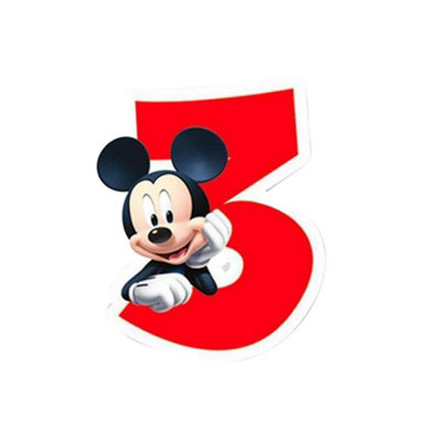 Mickey Mouse Clubhouse Number 3 Candle Red/Black (One Size)