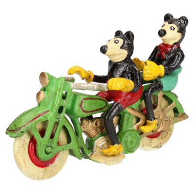 Mickey Mouse On Motorcycle Motor Bike Mascot Figure Statue Cast Iron ...