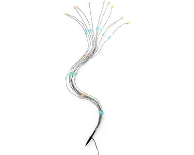 Micro 60 LED Plant Lights Soft Pastel Battery Stake Green Wire 90cm