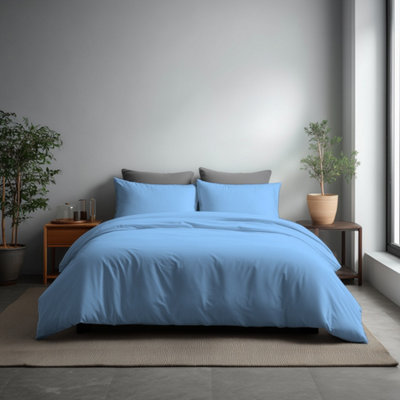 Microfibre Soft Touch Duvet Cover And Pillowcase/s Set Bed Linen Light Blue