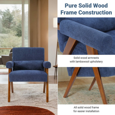 Mid Century Modern Chair, Sherpa Arm Accent Chair with Poillow ...