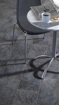 Mid Grey Tile Effect Vinyl (3m x 4m)