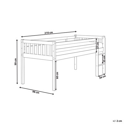 MID SLEEPER BED WOOD PEIPIN 90 X 200 CM (EU SINGLE) WHITE