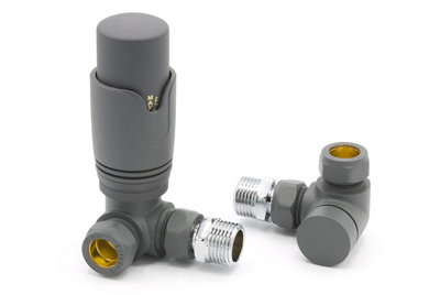 Midbrass Anthracite Corner TRV Thermostatic Radiator Valve and ...