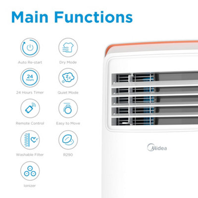 Midea 7000 BTU Portable Air Conditioner for Home - Infrared, 24H Timer ...