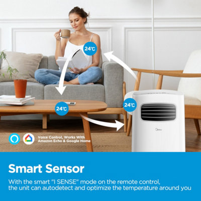 Midea Smart 9000BTU Portable Air Conditioner - 24h Timer, Low Energy ...