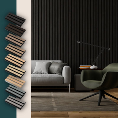 Midnight Black Acoustic Slat Wall Wood Panel