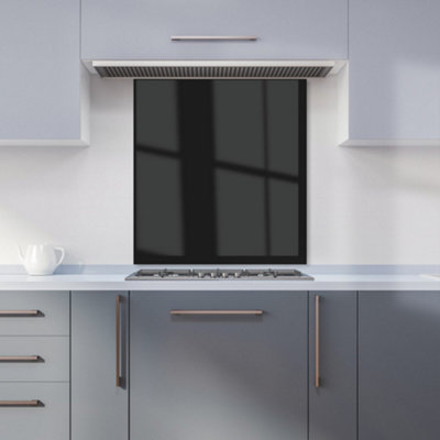 Midnight Black Premium Glass Kitchen Splashback W600mm x H750mm