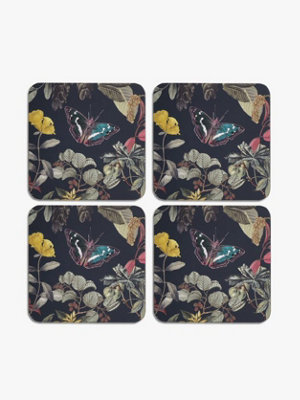 Midnight Floral Square Coasters Set of 4 | DIY at B&Q