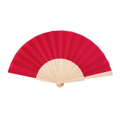 MidOcean Fanny Wood Wood Handheld Fan Red (One Size)