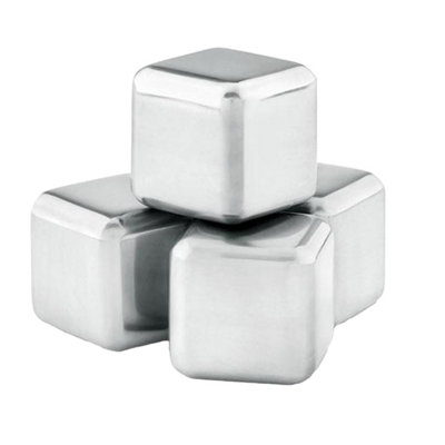 MidOcean Icy Stainless Steel Reusable Ice Cubes (Pack of 4) Silver (One ...