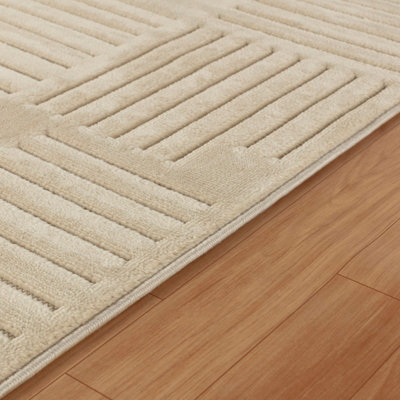 Shop MIDORI In- & Outdoor 3D High & Low Pile Textured Beige Runner Rug ...