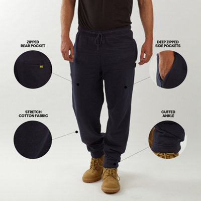 MIG MENS CHARCOAL WORK FLEECE JOGGING BOTTOMS (M)