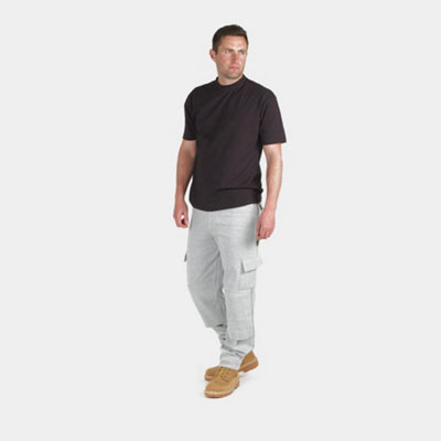 MIG Mens Grey Work Cargo Jogging Bottoms with Knee Pad Pockets (5XL)